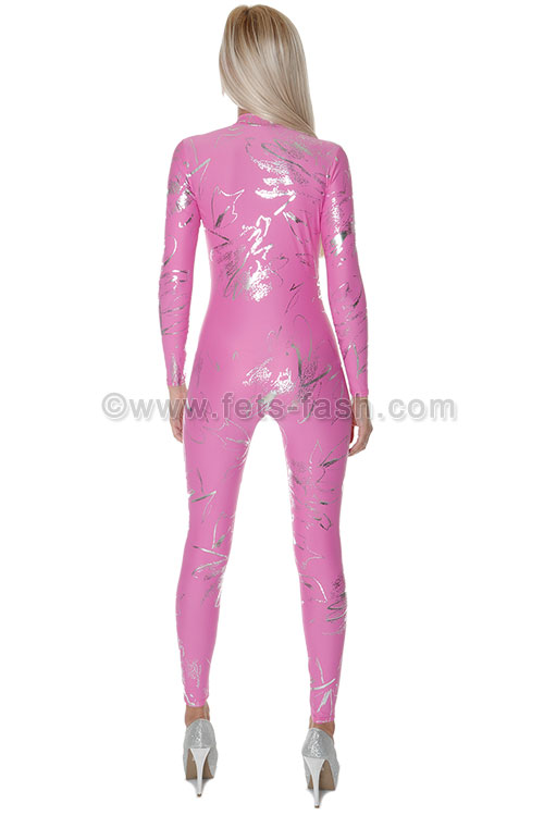 Catsuit With Front Zipper From Fets Fash In Elastane Pink Flower