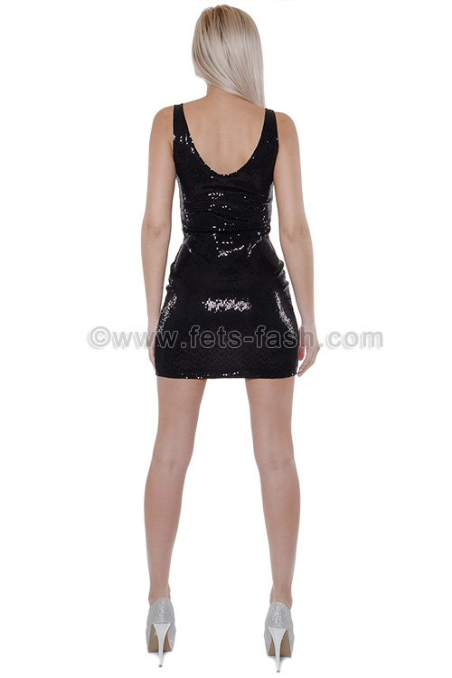 Fets Fash Kurzes Kleid ohne Arm Pailletten